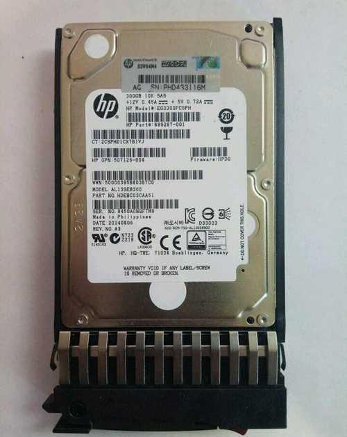 Жесткий диск для сервера Б/У. HP EG0300fawhv