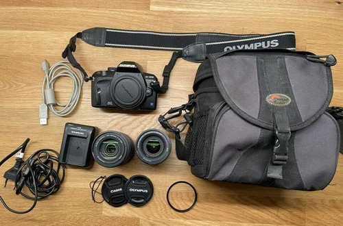 Зеркалка Olympus E-420 с двумя объективами