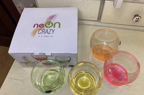 Эксклюзив Набор бокалов новый neon crazy 4 шт