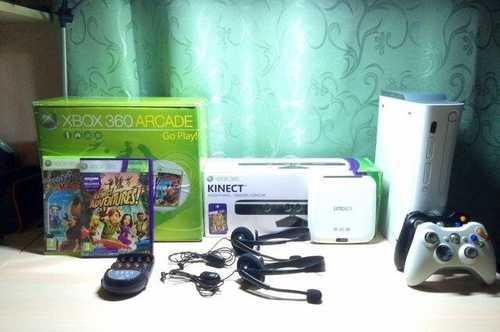 Xbox-360 250 gb прошитый LT 3.0 с Kinect и играми