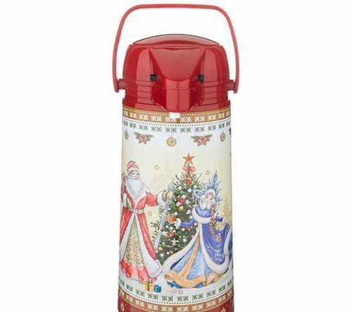 Agness термос agness christmas collection со стеклянной колбой И помпой 1.9 Л