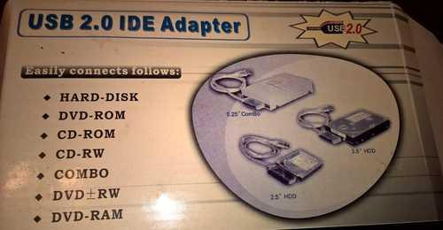 Контроллер USB 2.0 IDE адаптер с бп