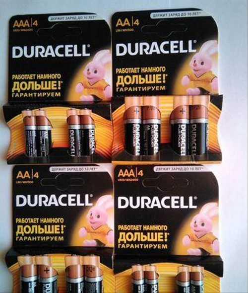 Батарейки Duracell 4шт, 16шт