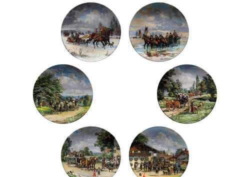 Прогулки на лошадях серия настеных тарелок пейзаж