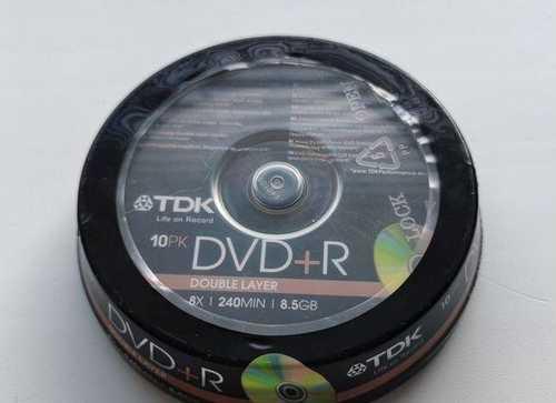 Диски DVD+R TDK 8.5гб 8x, 10шт., cake box
