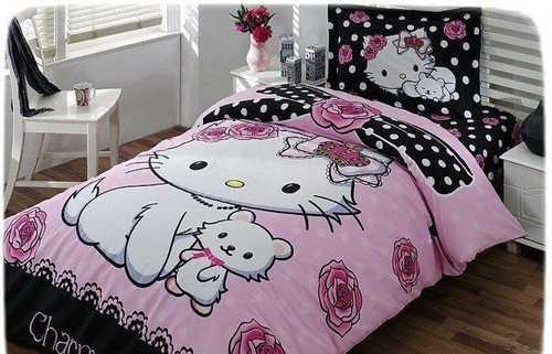 Белье постельное " Hello kitty" 1.5 сп