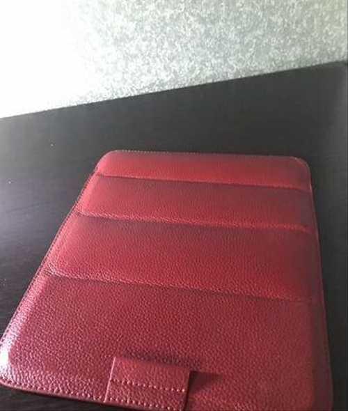 Чехол-подставка для iPad красный(натуральная кожа)