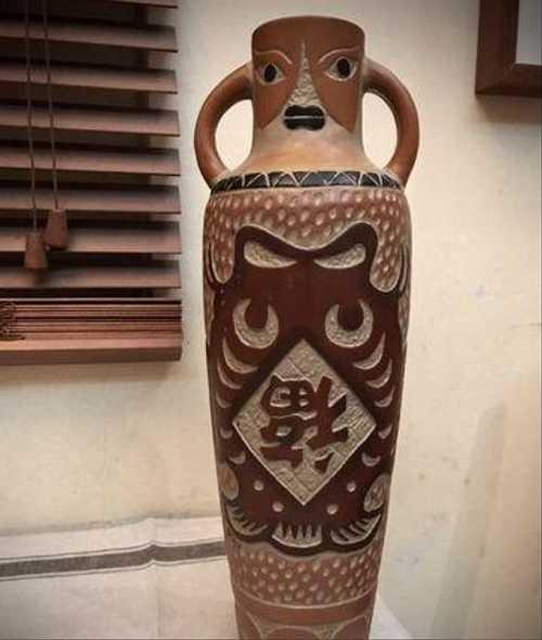 Ваза иероглифы керамика ручная работа Африка Азия