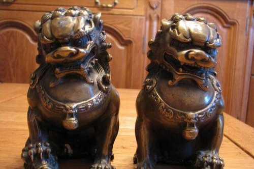 Собаки львы Фу (FOO) фэн шуй Китай (Тибет) бронза