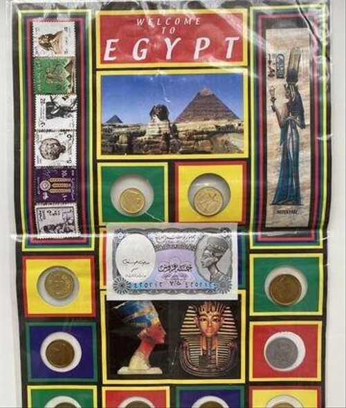 Набор монеты, бона, марки Египет