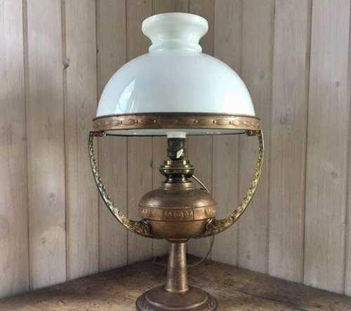 Огромная старинная лампа, модерн, золочение, 1917