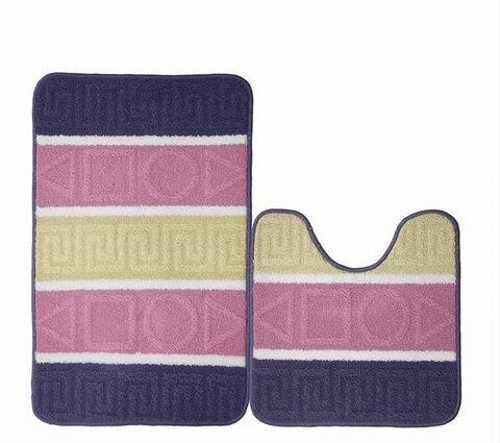 Набор ковриков "Kamalak Tekstil" для ванной, 50х50 см и 50x80 см (розовый/синий)