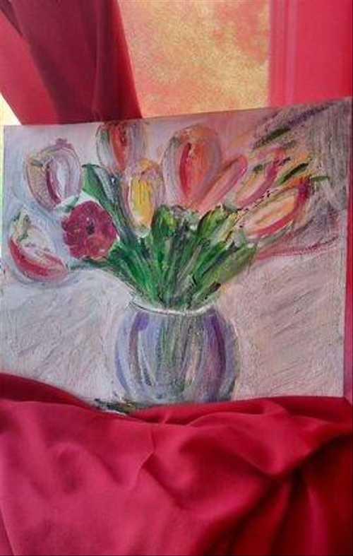 Картина тюльпаны в вазе