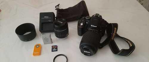 Nikon D5300 kit + объектив 55-200мм