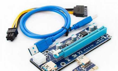 Новый Райзер (riser) PCI-E 1X-16X с разъёмом Molex