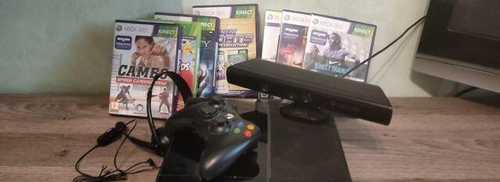 Xbox 360+Kinect+7игр+джойстик беспроводн+гарнитура