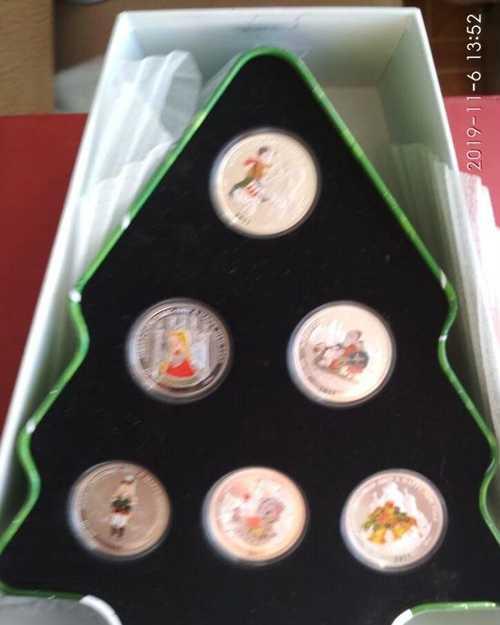 Набор серебряных монет "Рождество" Либерия Пруф