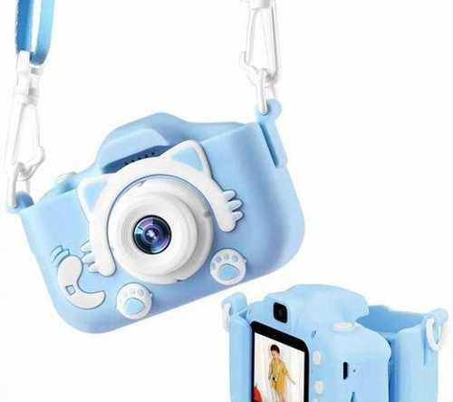 Детский фотоаппарат котик синий