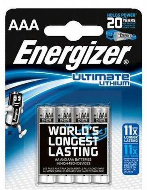 Батарейки Energizer Ultimate Lithium L92 (ааа, 4 штуки)