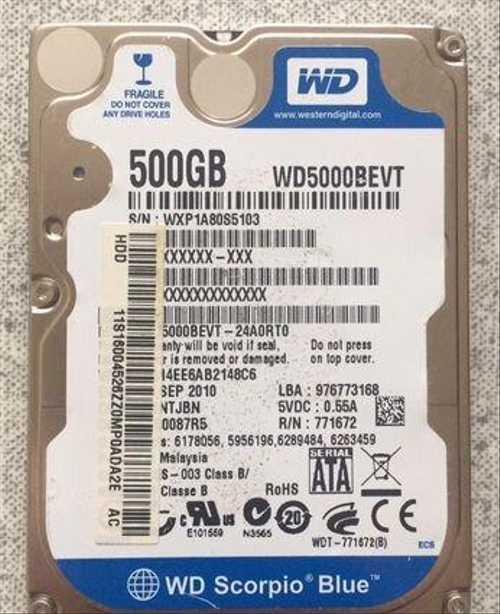 Жёсткий диск WD Scorpio Blue 500 Gb.