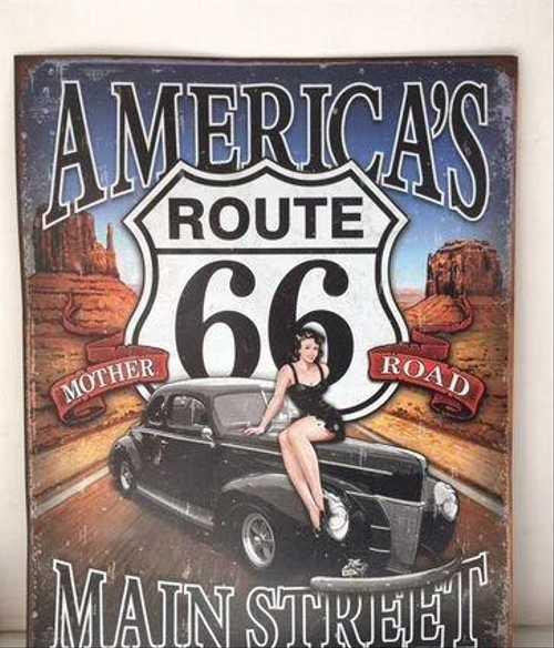 Металический постер Route 66