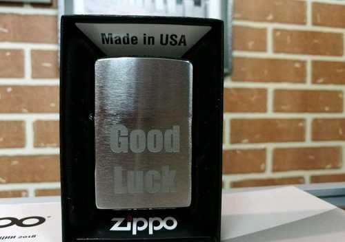 Зажигалка zippo Good Luck Brushed Chrome 200