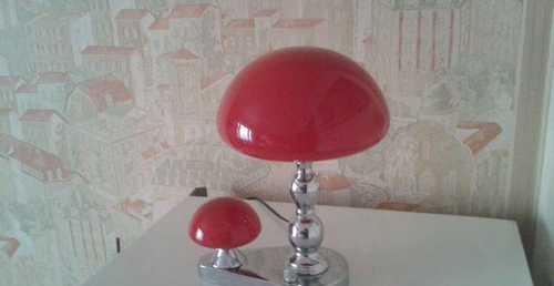 Настольная лампа "два красных грибка"