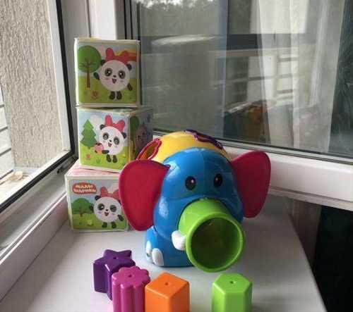 Игрушка сортер и мягкие кубики для ванной Малышари