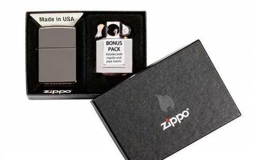 Zippo 29789 Black Ice и вставной блок для трубок