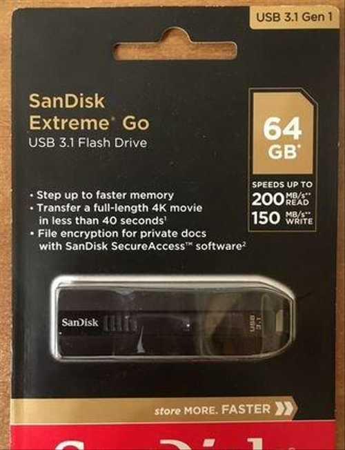 Флешка SanDisk Extreme Go USB 3.1 64 GB
