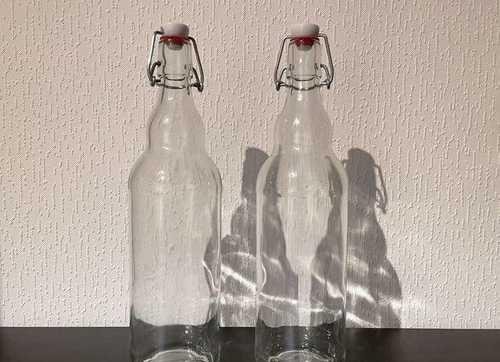 Стеклянная бутылка с бугельной пробкой 1 л