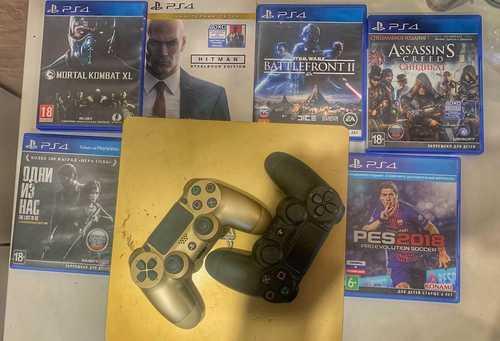 PlayStation 4 Gold/Slim/500GB/ 2 Джостика/ 9 Игр