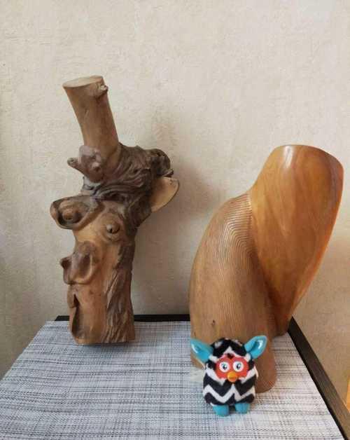 Интерьерные предметы из дерева ваза и скульптура