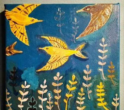 Картина "Птицы небесные", Андрей Радецкий, 20х20