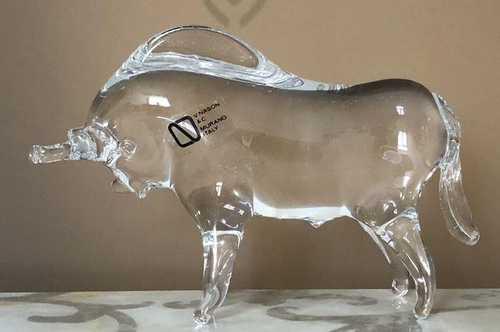 Винтажная статуэтка бык Мурано Муранское стекло