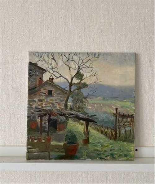 Картина маслом на холсте, этюд Итальянский пейзаж
