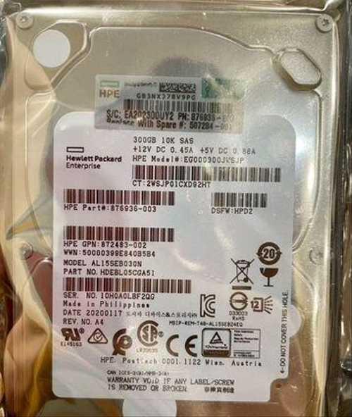 Жесткий диск HPE 300Gb 12G EG000300jwsjp 10K 2.5