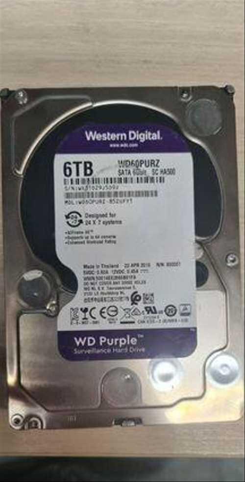 Жесткий диск WD Purple WD60purz, 6тб, HDD, SATA II