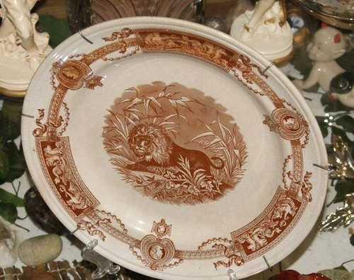 Старинная тарелка тигр англия madras ironstorm