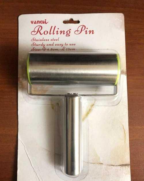 Скалка-ролик для раскатки теста металл Rolling Pin