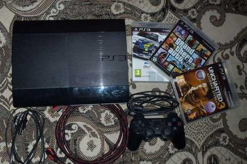 Sony playstation 3 super slim 500gb + 3 игры