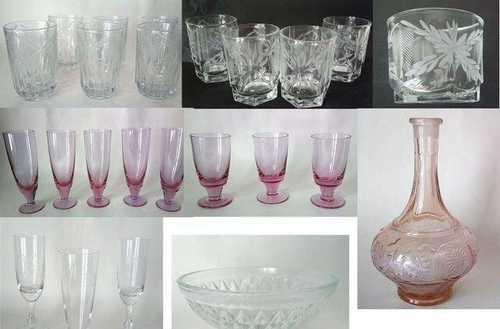 Фужеры рюмки стаканы наборы посуда ваза СССР