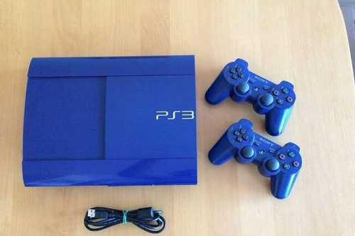 Sony PS3 super slim 500gb синяя прошитая hen