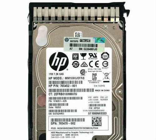 Жесткий Диск HP 1TB 765872-001 12G SAS 2,5