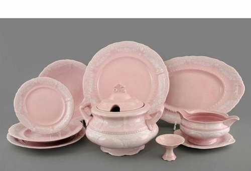 Чайный и столовый сервиз розовый фарфор Чехия