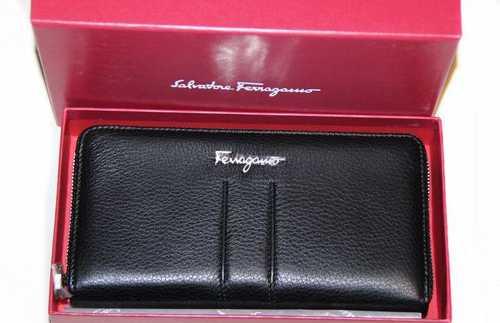 Кожаный кошелек клатч Ferragamo black new люкс