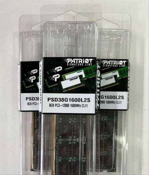 Новая DDR3L 8 gb Patriot sodimm 1,35v