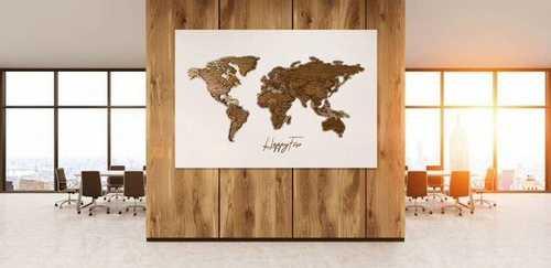 Карта мира из дерева в любой декор