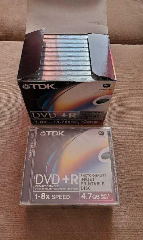 Диски DVD+R 4.7GB TDK Prinable в инд.уп