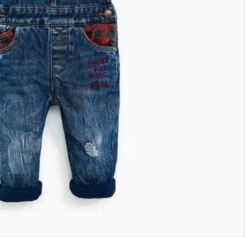 Утепленный джинсовый комбинезон Zara для мальчика